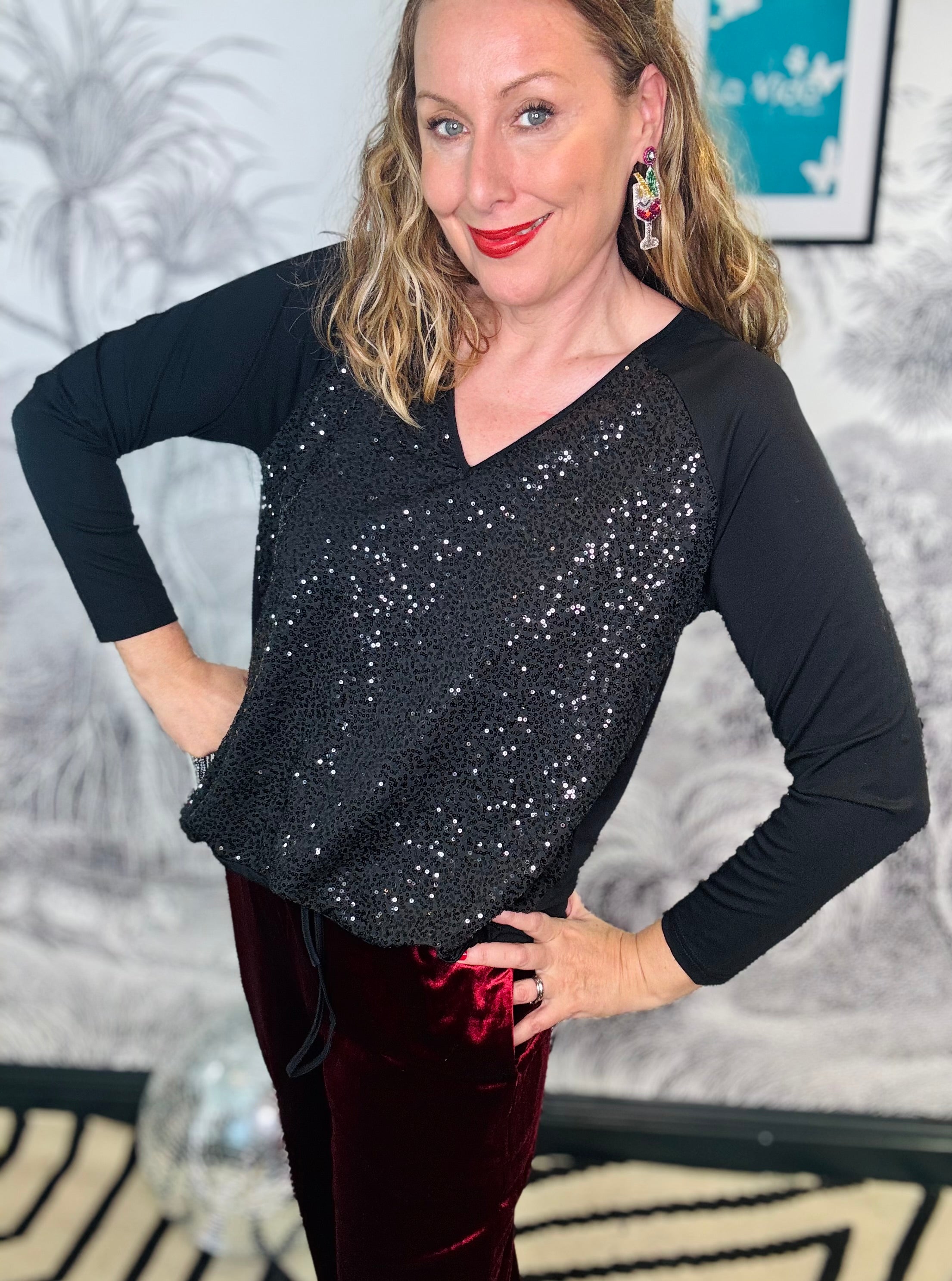 Mena Sequin Front Pull Cord Top – La Vida Boutique